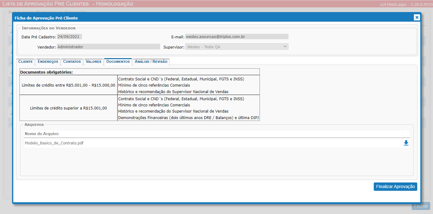 Lista de Aprovação Pré Clientes | MAXMANAGER – E.R.P. MaxManager